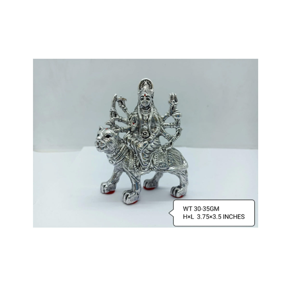 Pure Silver Hollow Durga Maa Sitting On Lion Statue - 30 to 35gm ...